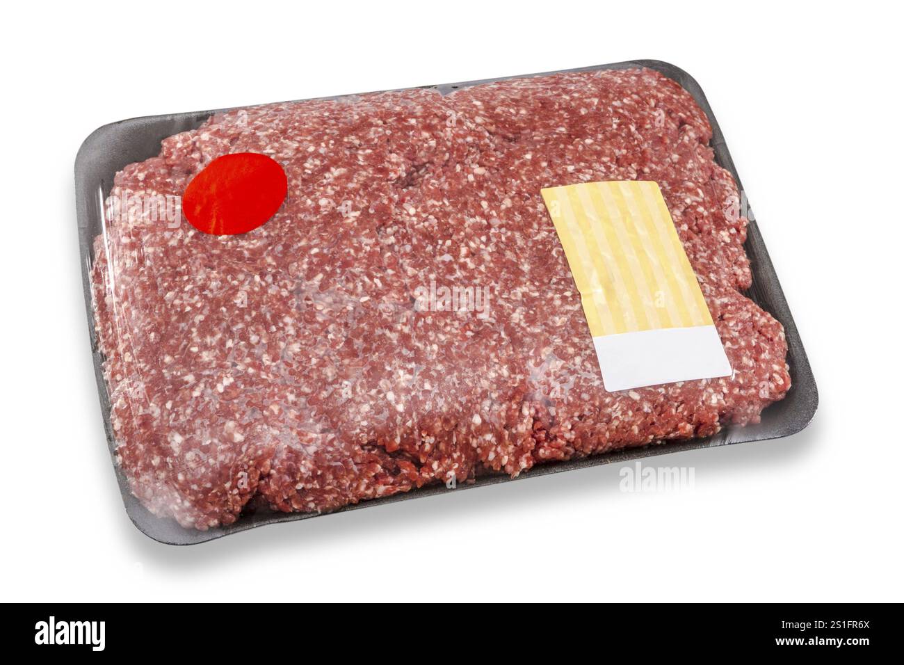 Fresh pre-packed minced meat cropped on a white background Stock Photo ...