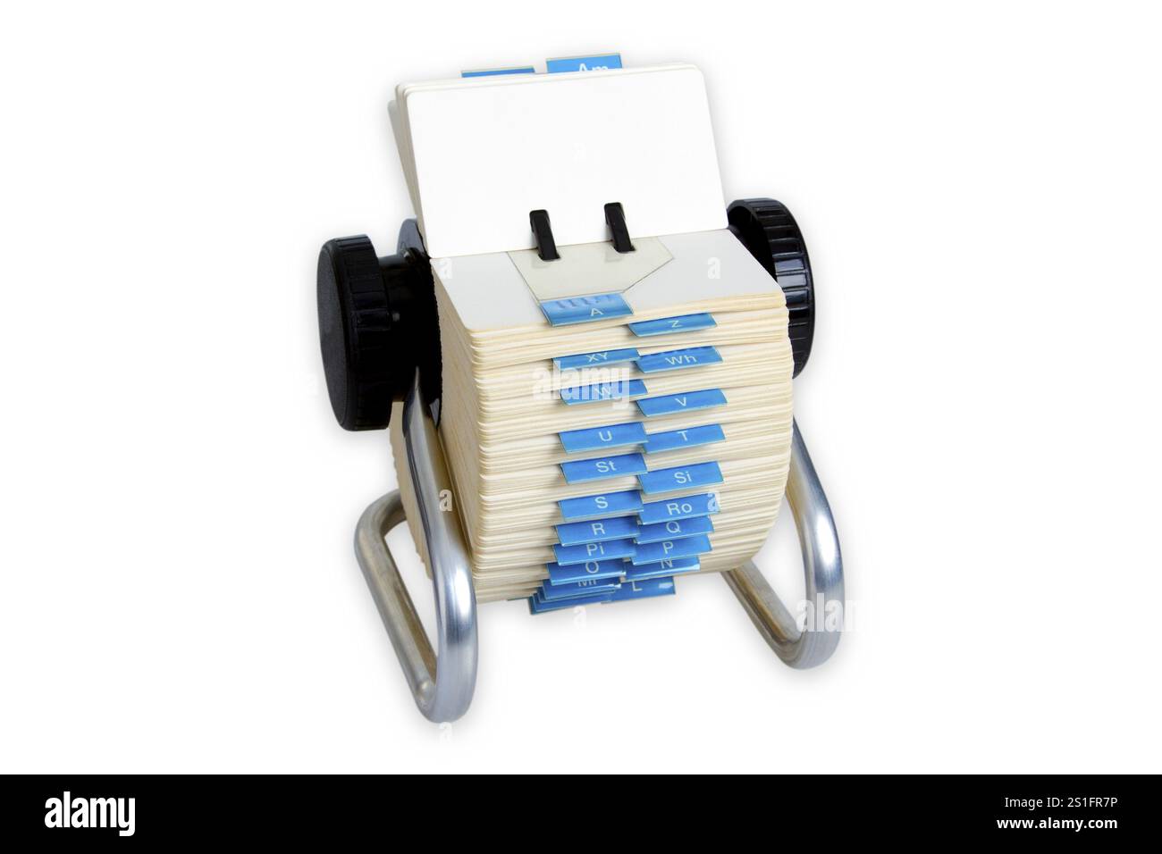 Scrolling card index cut out on a white background Stock Photo - Alamy