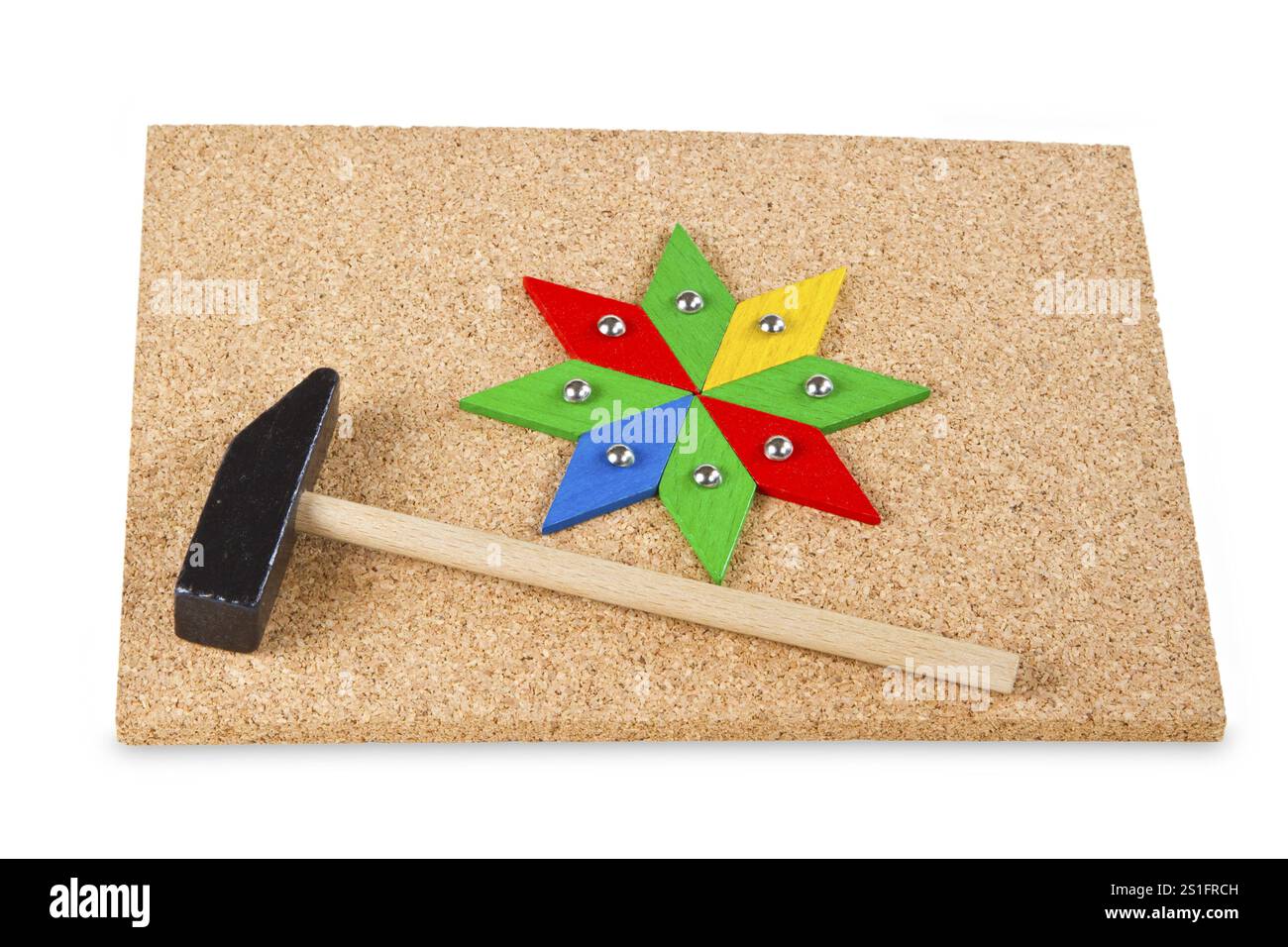 Hammer game on cork cut out on white background Stock Photo - Alamy