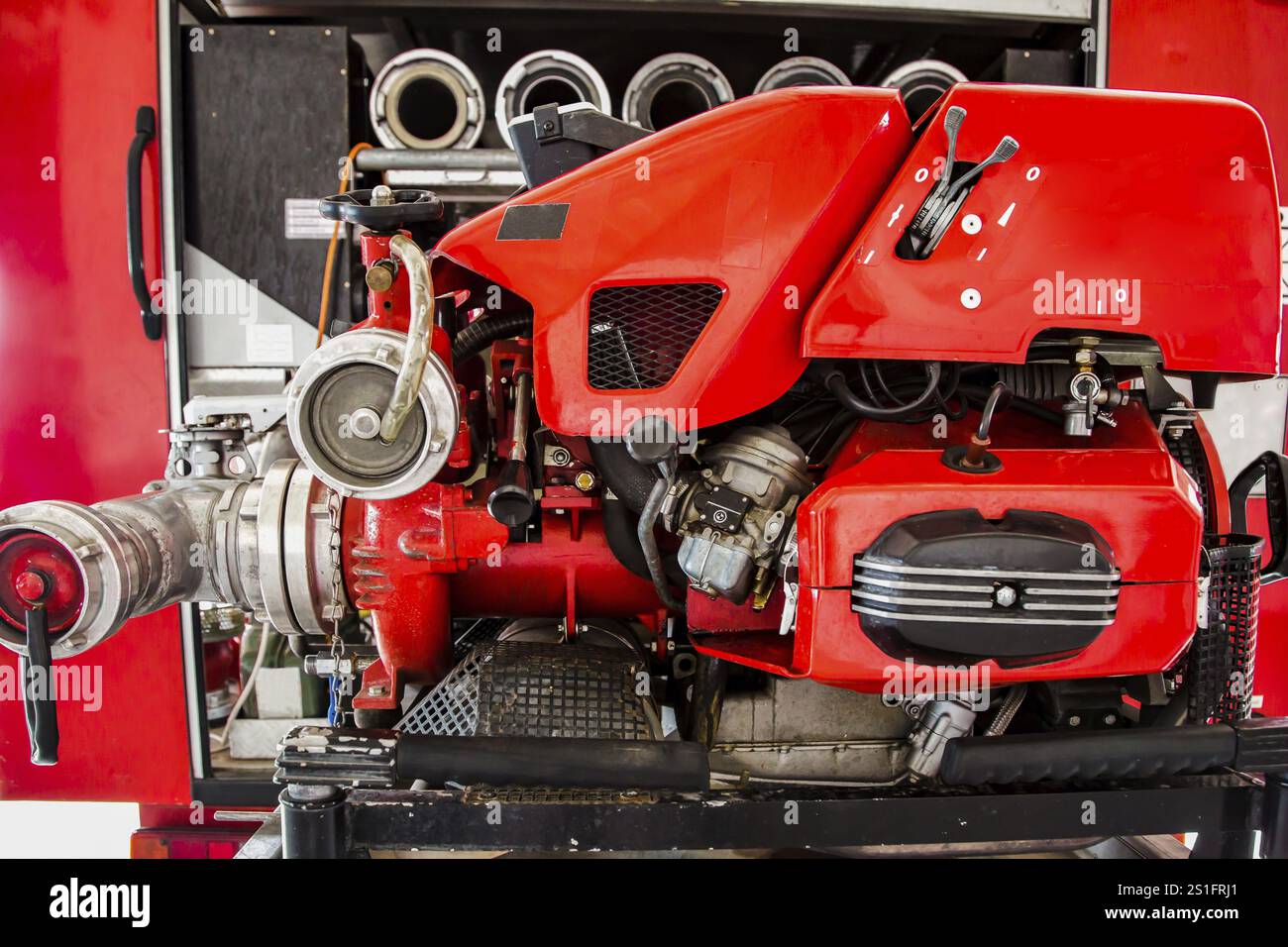 Fire brigade portable pump in detail Stock Photo - Alamy