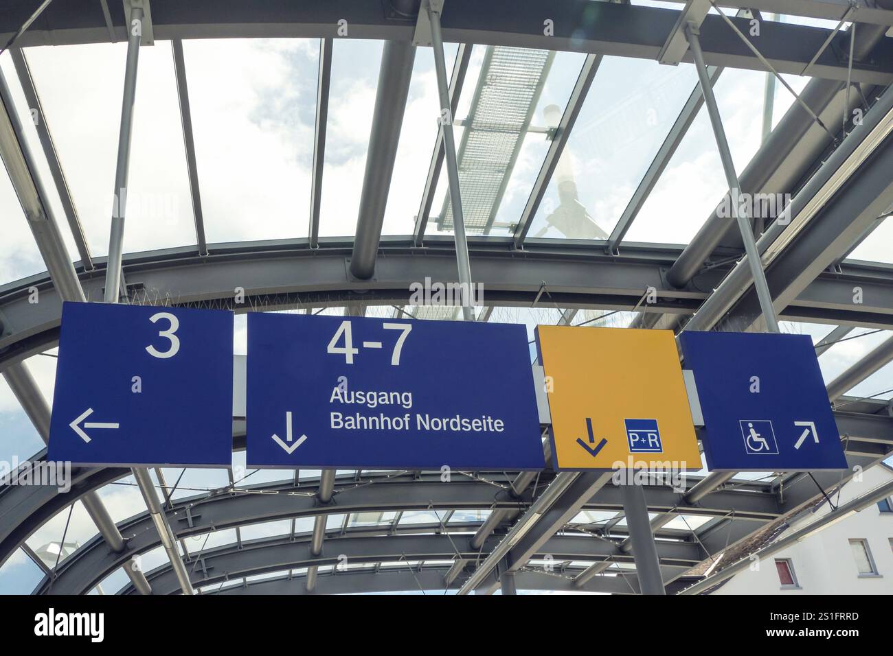 Railway station signs - close-up Stock Photo - Alamy
