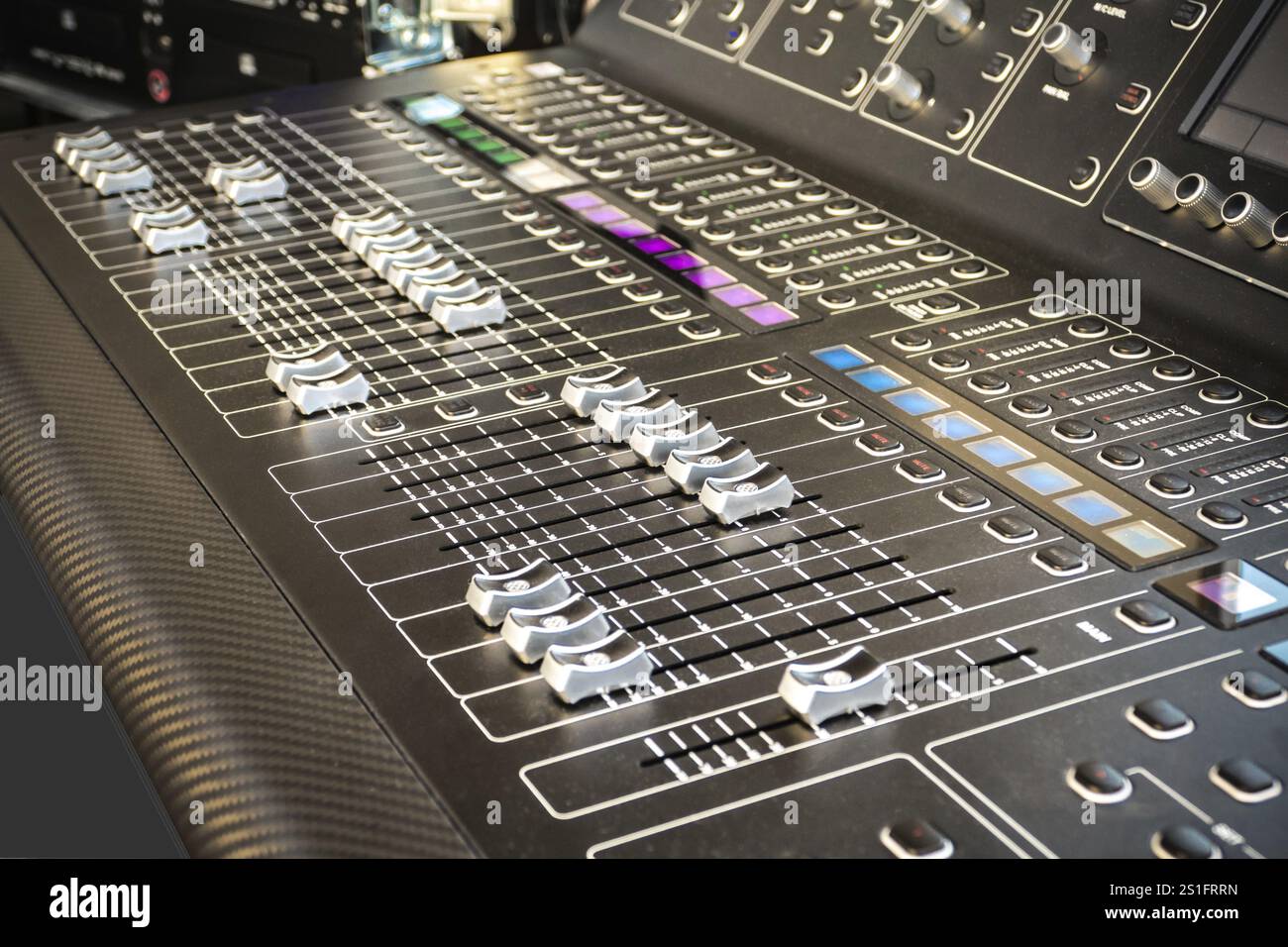 Mixing console with slider in detail Stock Photo - Alamy
