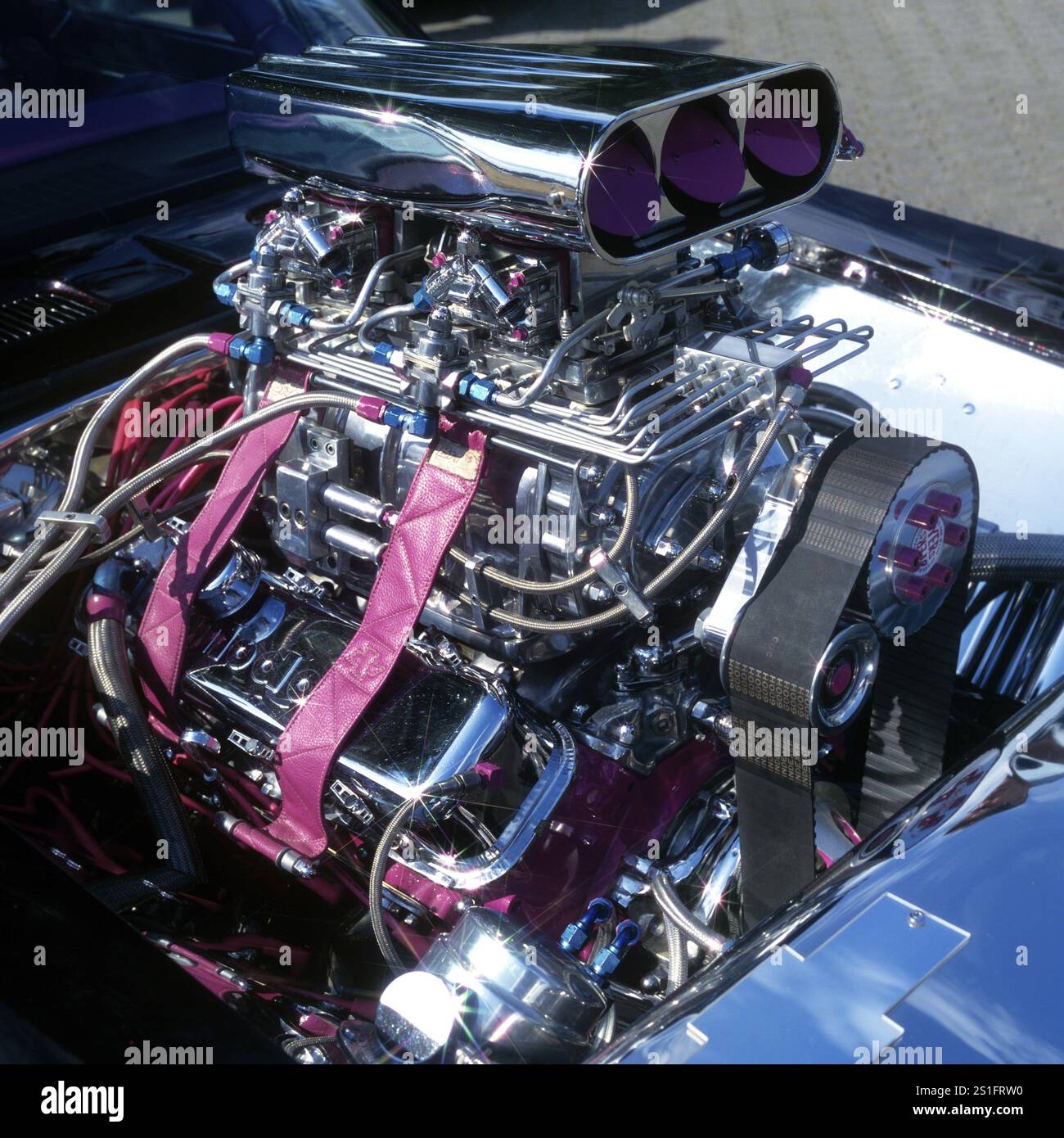 Oversized engine block of a high horsepowered American road cruiser ...