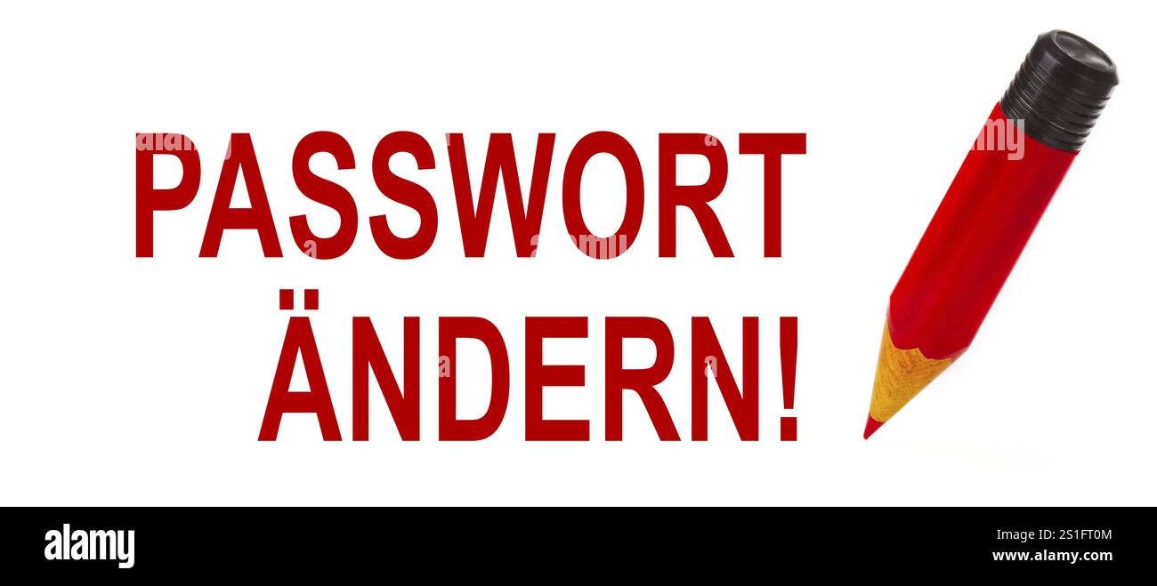 Red pencil with lettering Change password on white background Stock ...