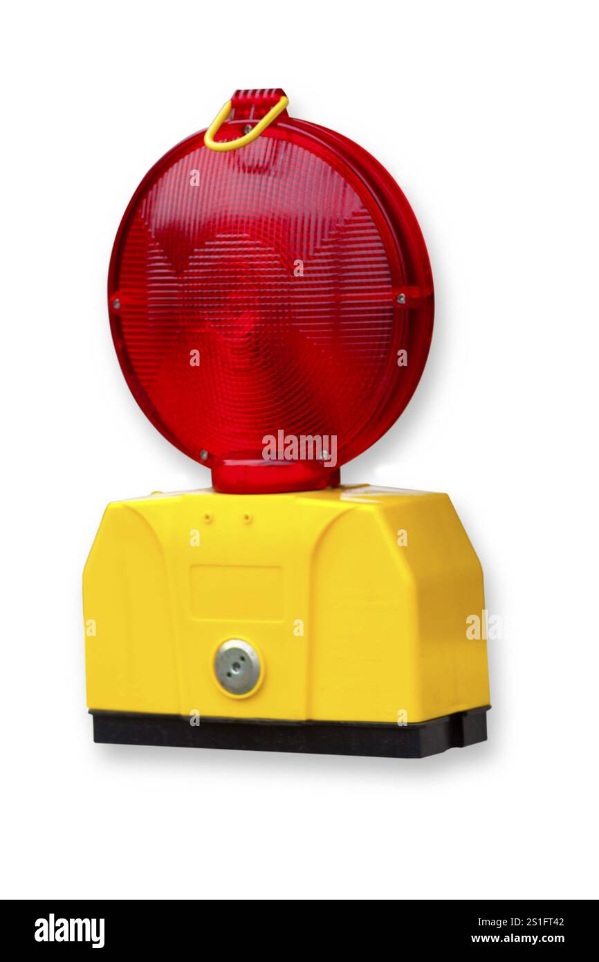 Warning light cut out on white background Stock Photo - Alamy