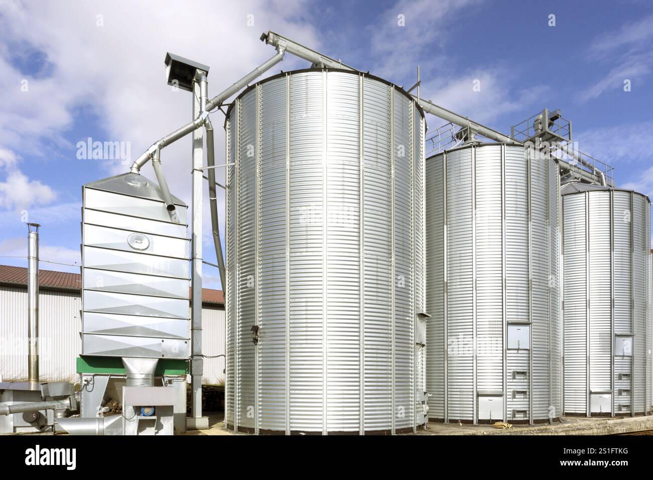 Steel feed silos in Germany - Hesse Stock Photo - Alamy