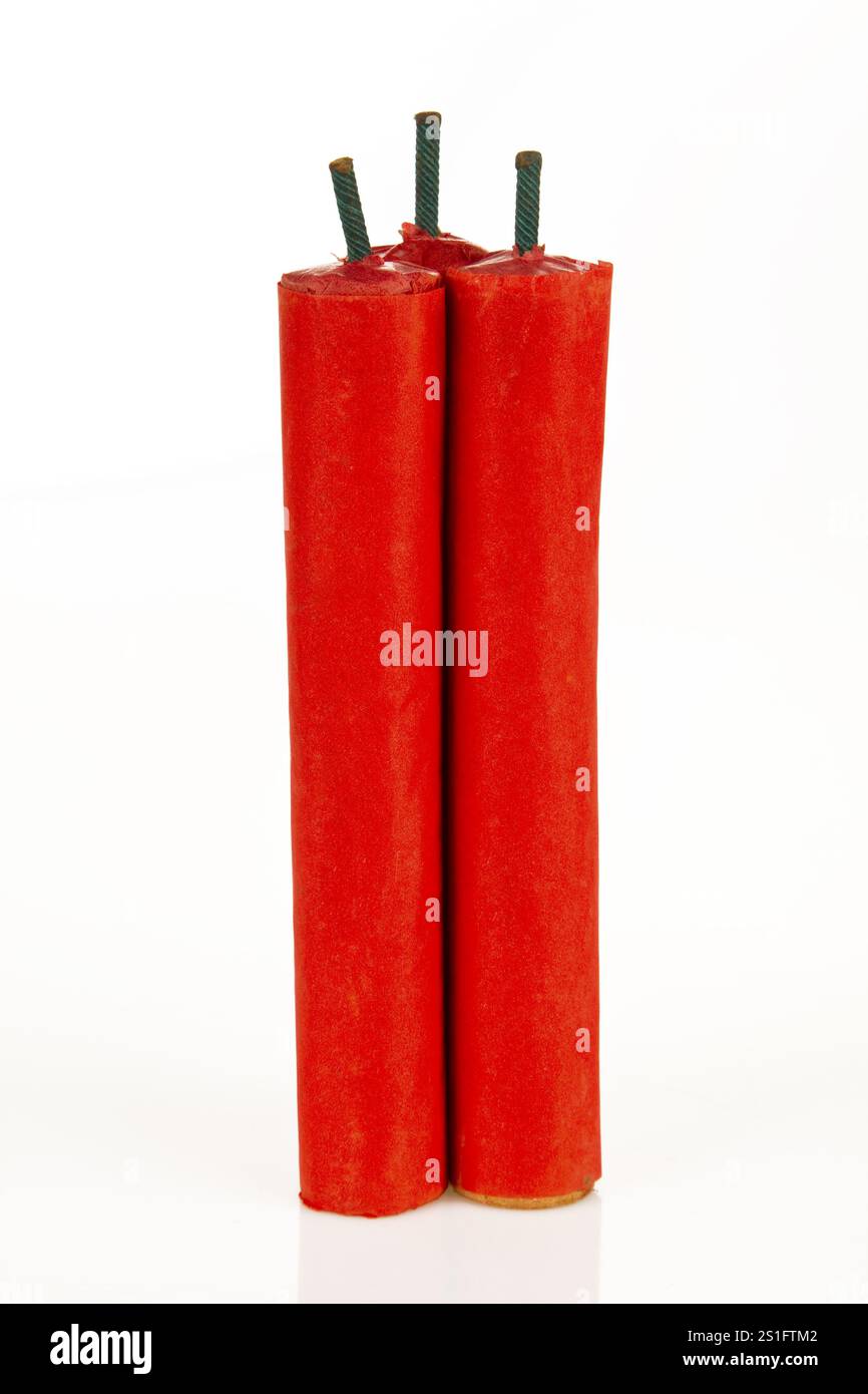 Red firework body on a white background Stock Photo - Alamy