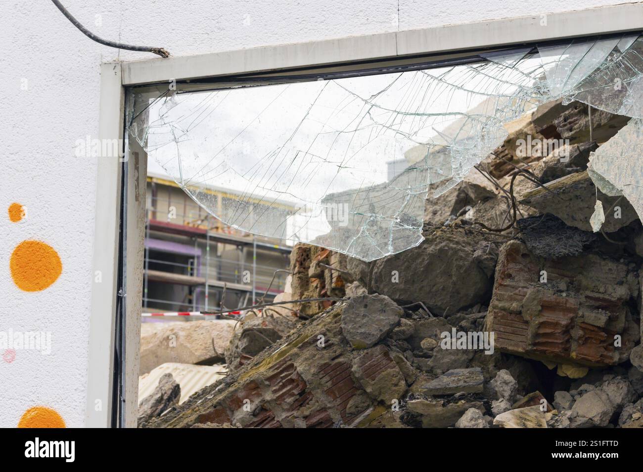 Window on house facade after demolition work in detail Stock Photo - Alamy