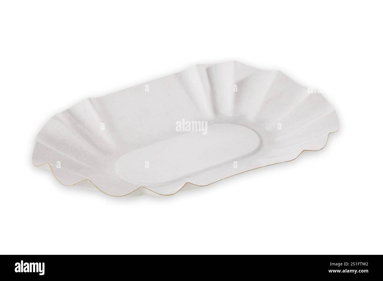 Empty paper plate cropped on a white background Stock Photo - Alamy
