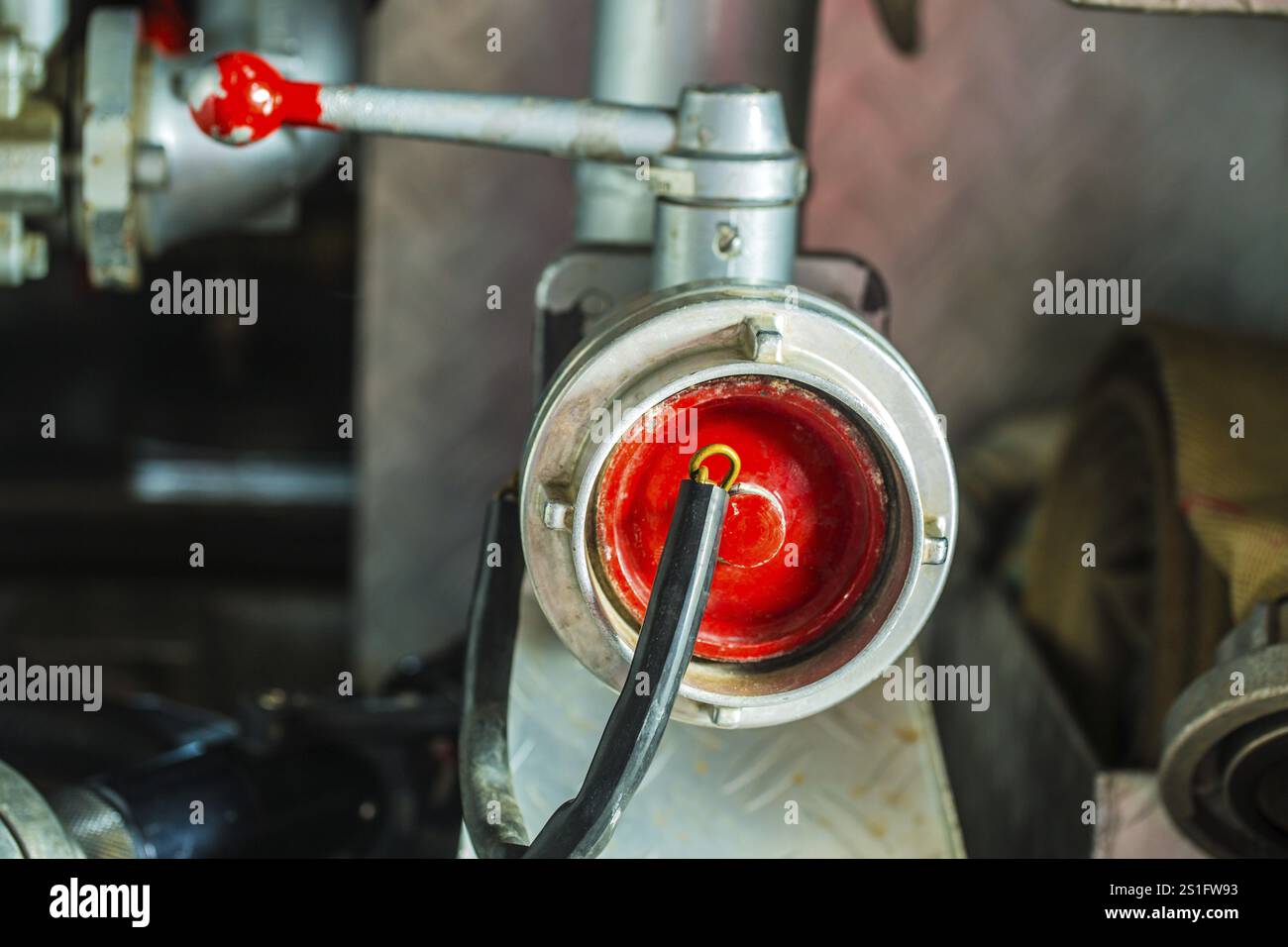 Fire brigade hose coupling in detail Stock Photo - Alamy