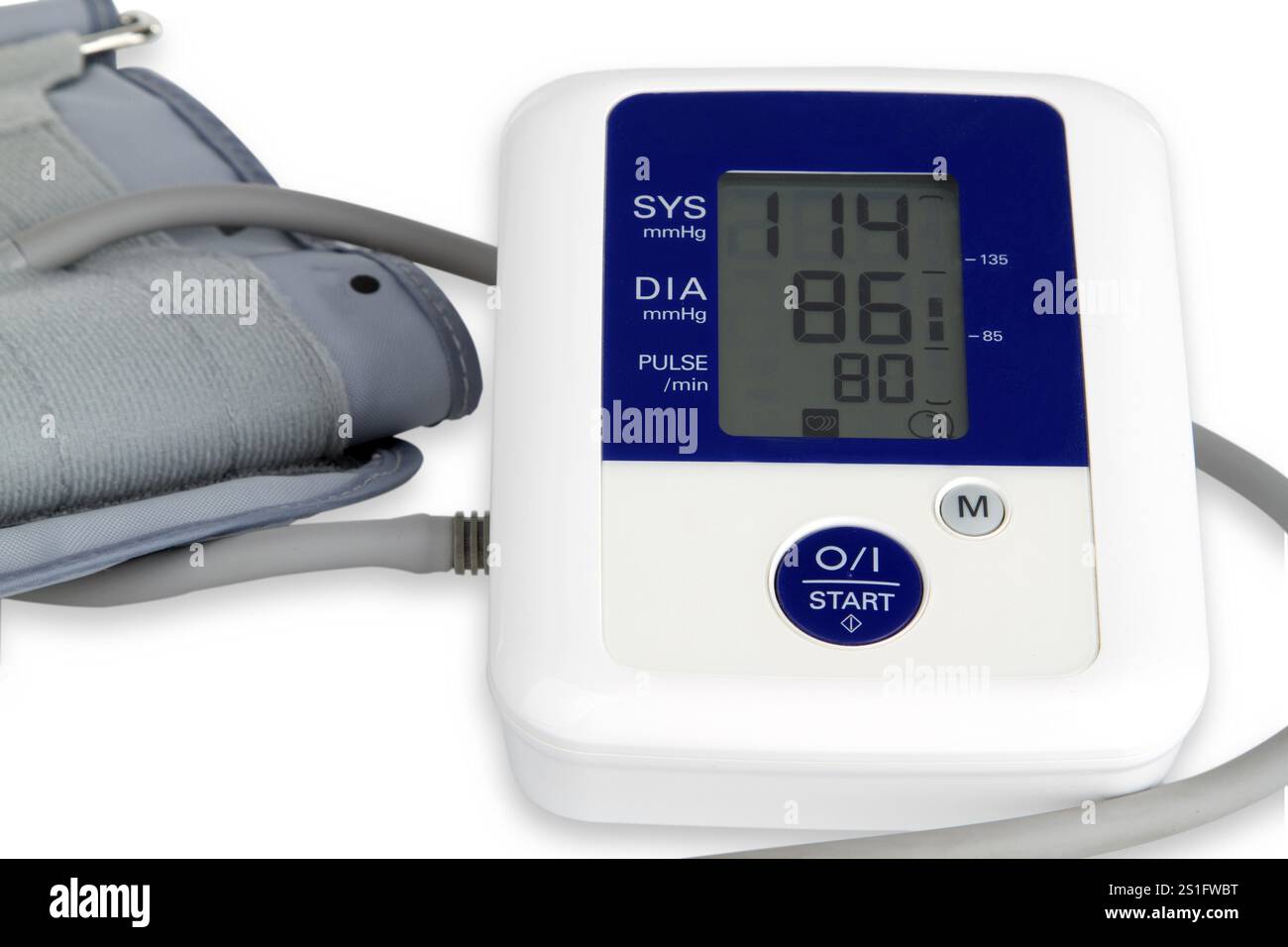 Blood pressure monitor cropped on a white background Stock Photo - Alamy