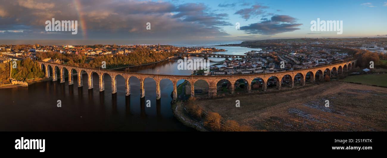 The Royal Border Bridge which carries the main east coast rail link ...