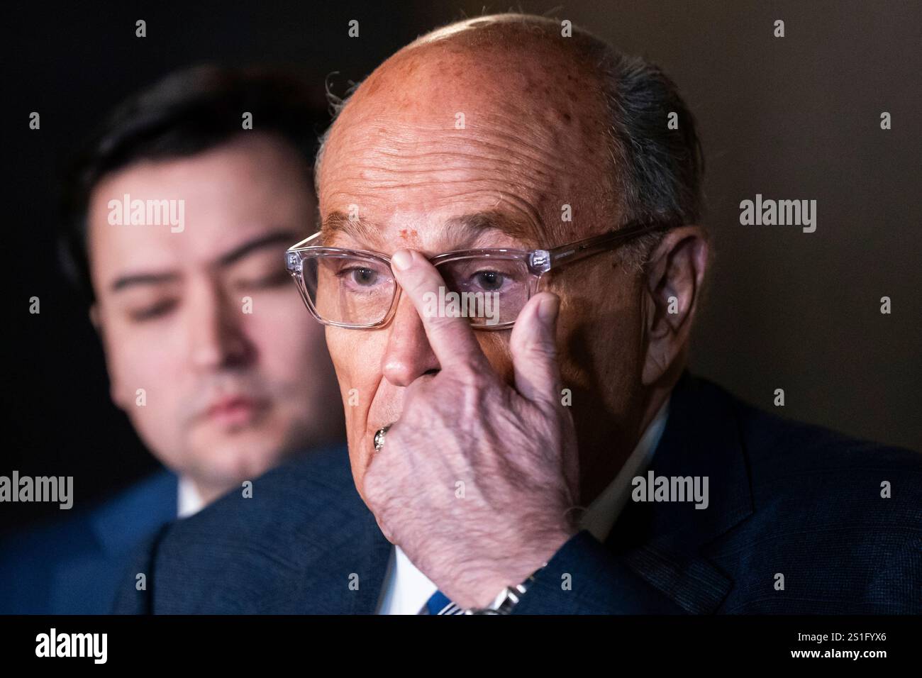 Rudy Giuliani speaks to the media outside of Manhattan federal court in ...