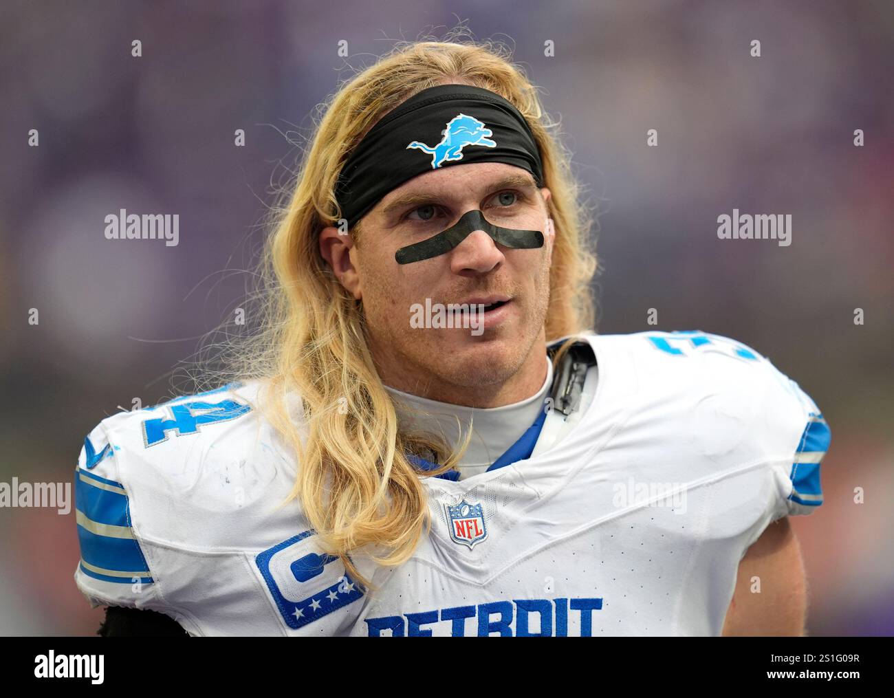 FILE - Detroit Lions linebacker Alex Anzalone walks off the field after ...