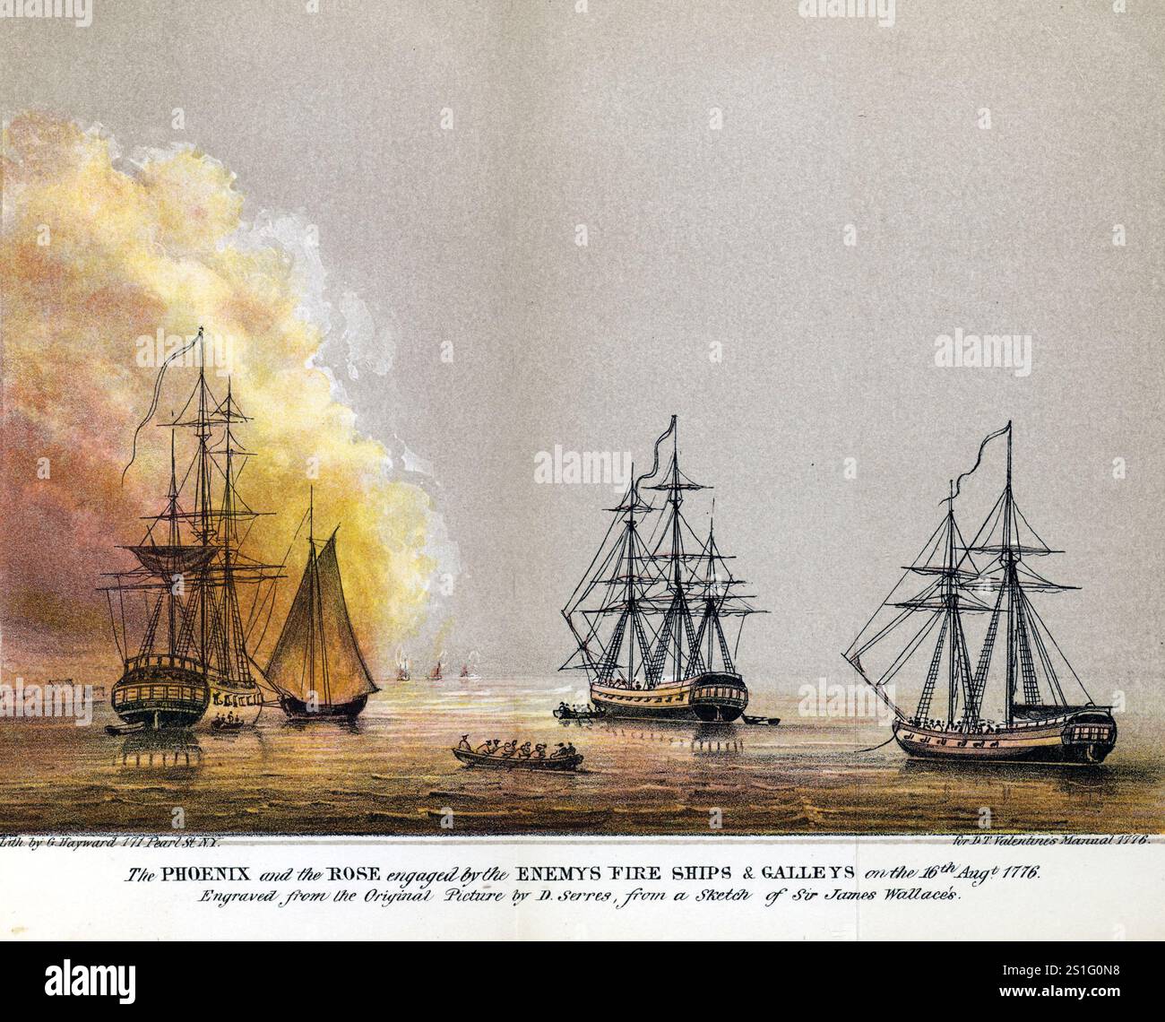 The Phoenix and the Rose engaged by the Enemys Fire ships & Galleys on ...