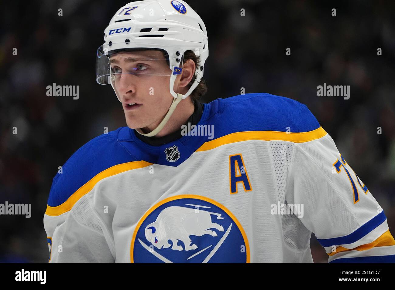 Buffalo Sabres center Tage Thompson (72) in the first period of an NHL ...