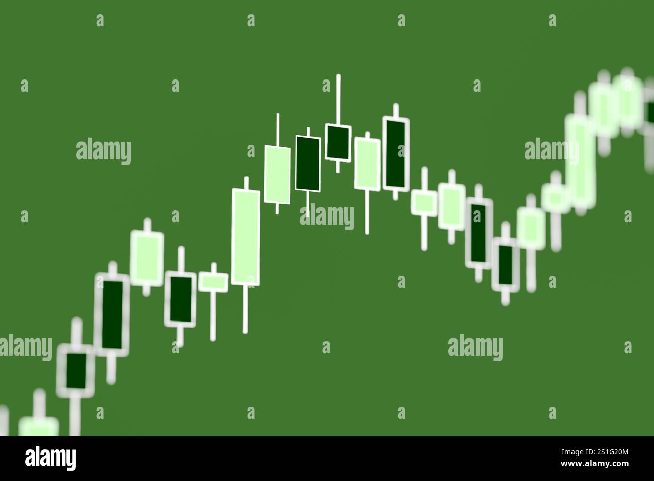 Close up rising candle stick chart, growth. Close up rising candle ...