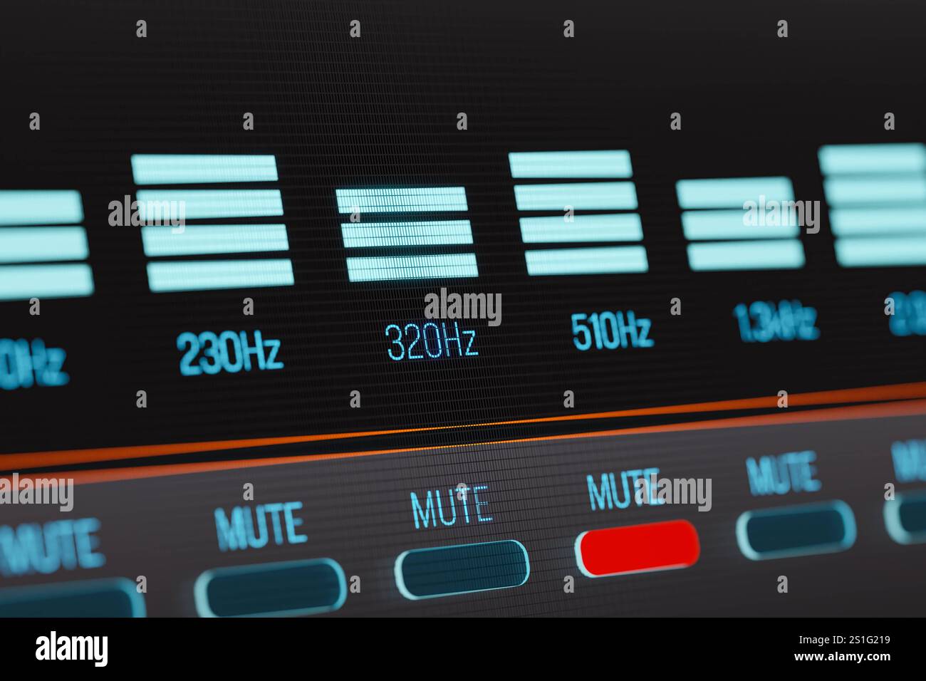 Close-up digital sound mixer and equalizer. Close-up digital sound ...