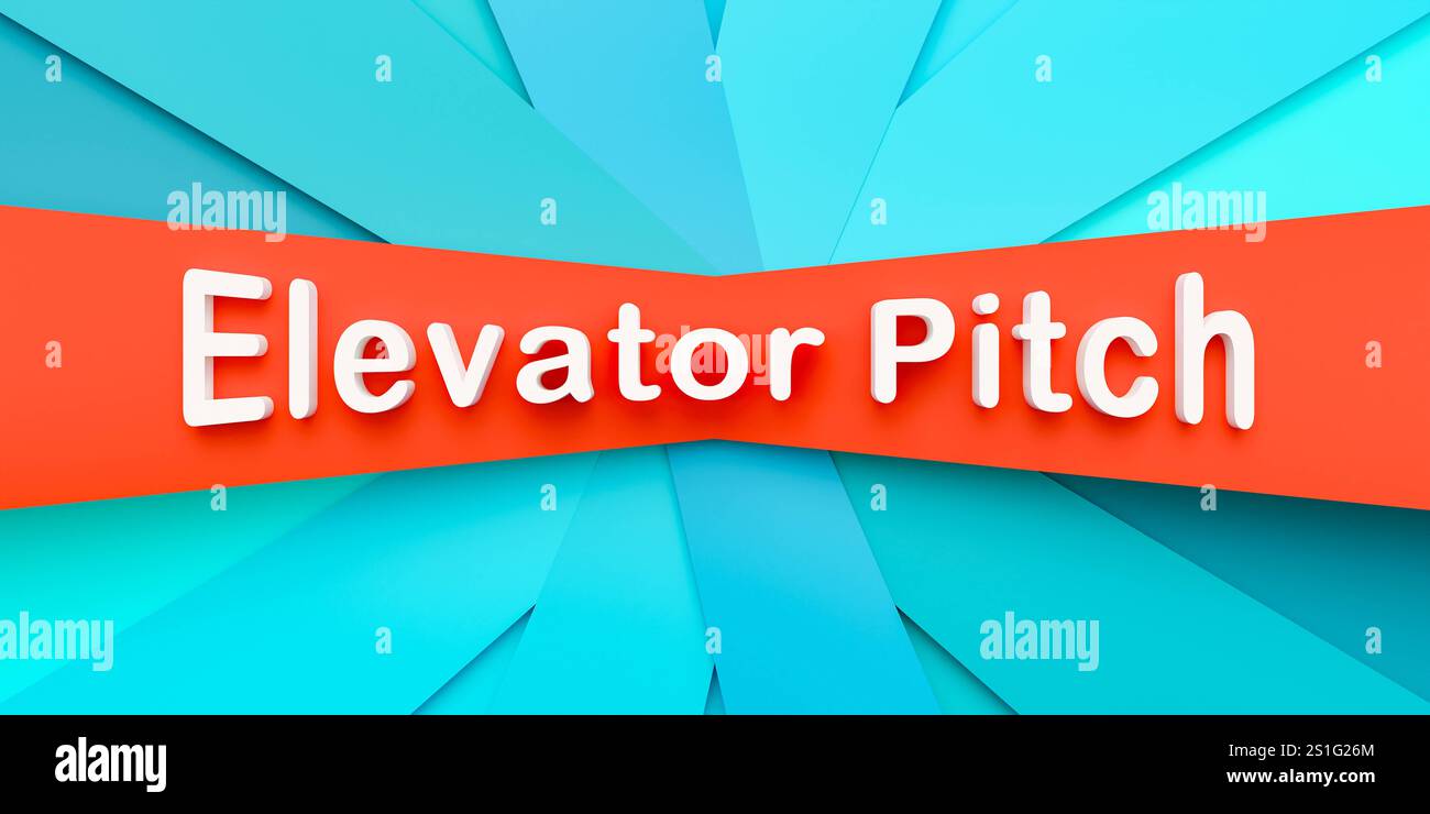 Elevator pitch. Elevator pitch. Blue and orange paper stripes. The text ...