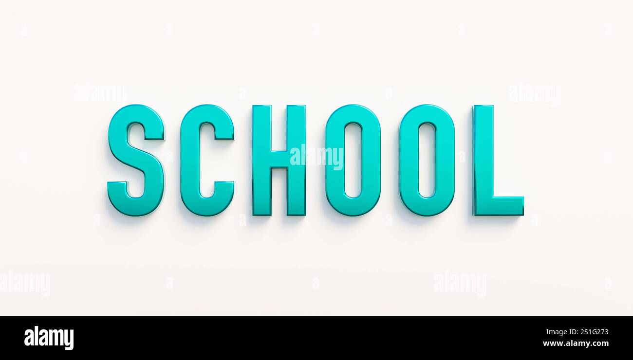School School, banner - sign. The word school in blue capital letters ...