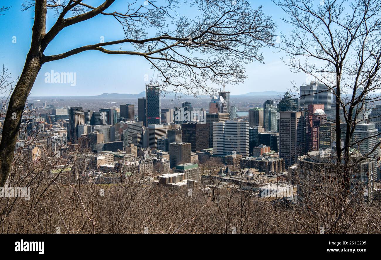 Montreal, Quebec, Canada downtown skyline view from top of Mt Royal ...