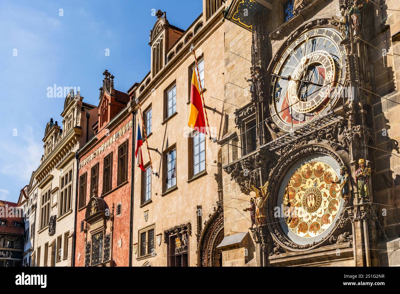The Prague astronomical clock or Prague Orloj, medieval clock, attached ...