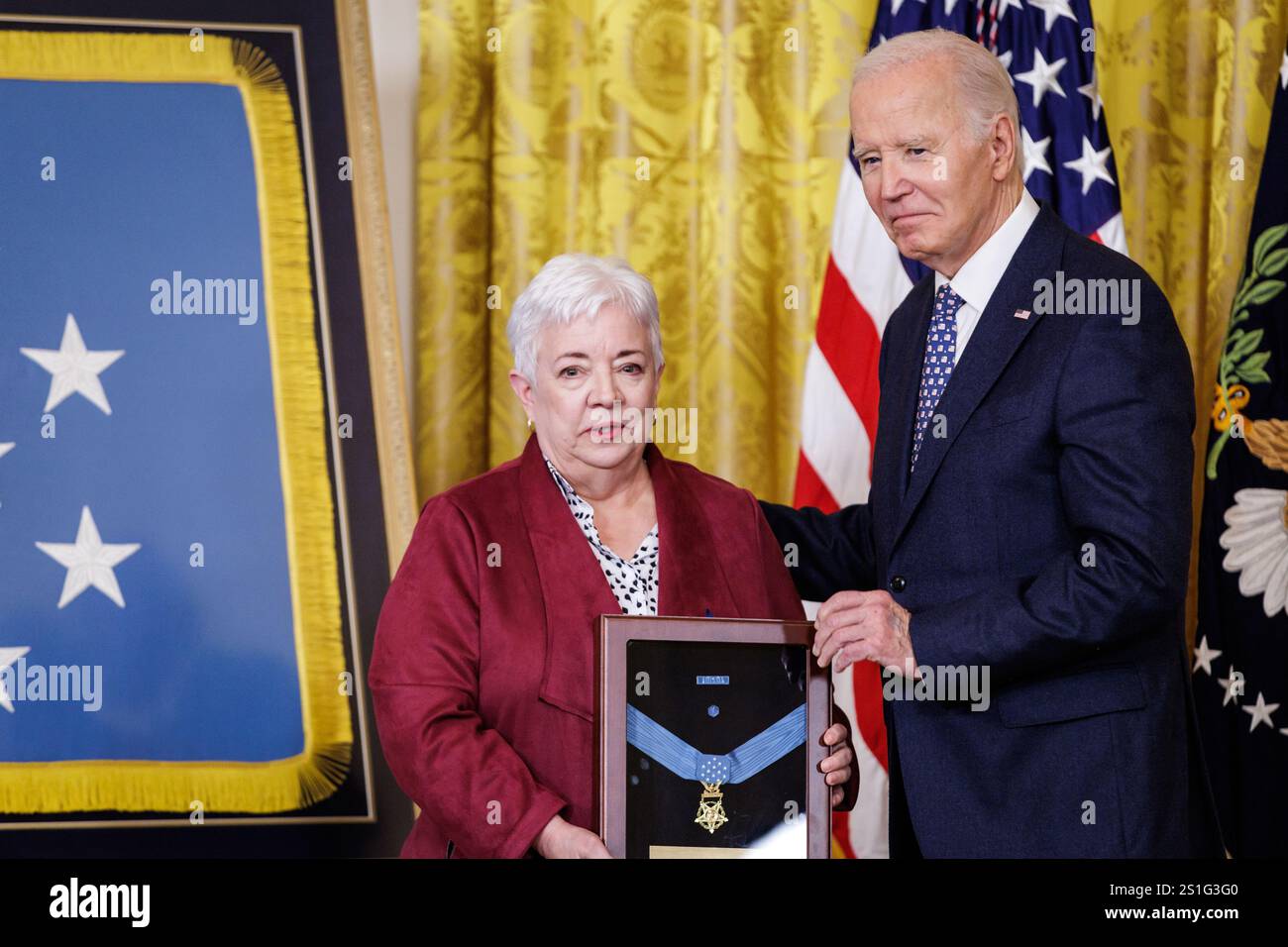 President Joe Biden presents Laura Blevins the Medal of Honor ...