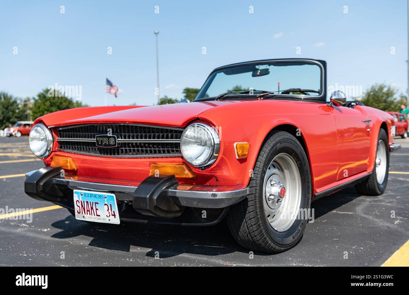Chicago, Illinois, USA - September 08, 2024: Triumph tr 6 retro convertible car, front view ...