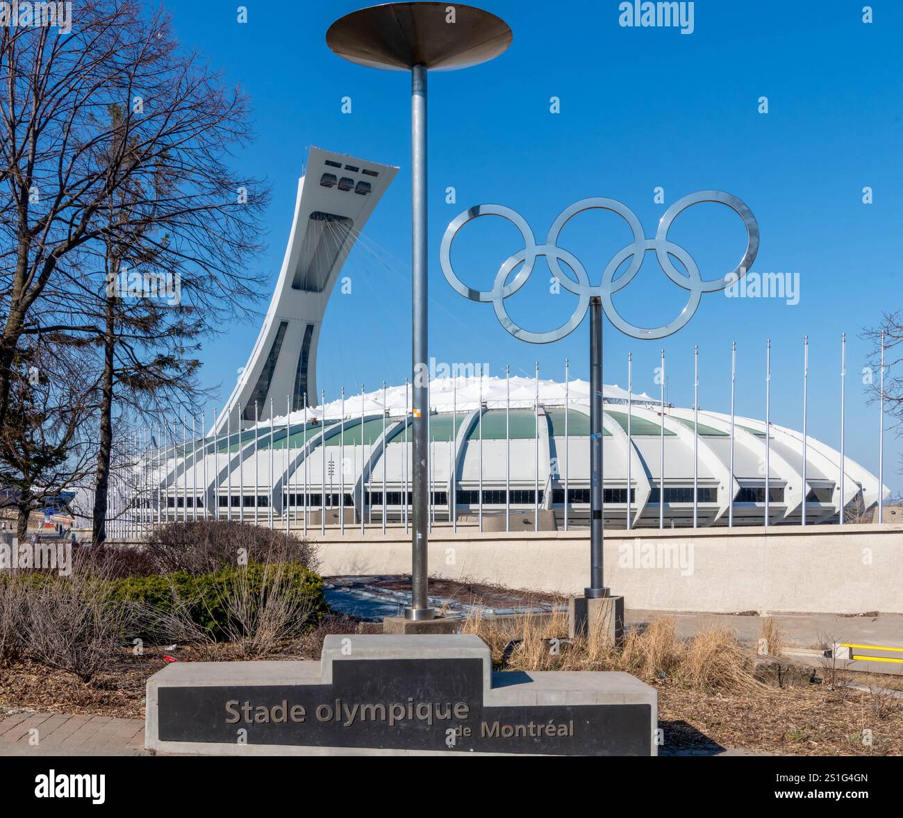 A view of the Montreal Olympic stadium with blue skies Stock Photo - Alamy