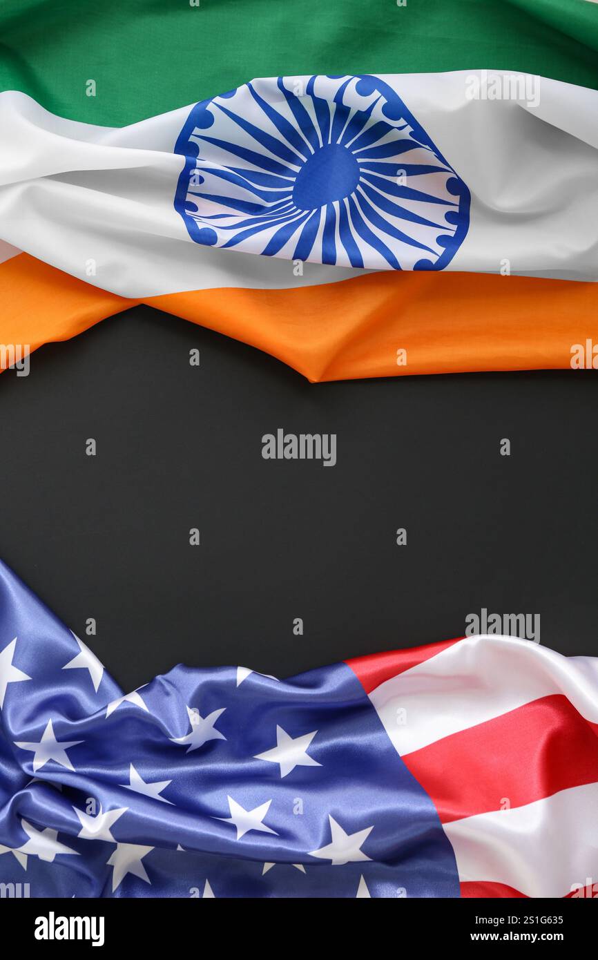 Flags of India and USA on dark background Stock Photo - Alamy