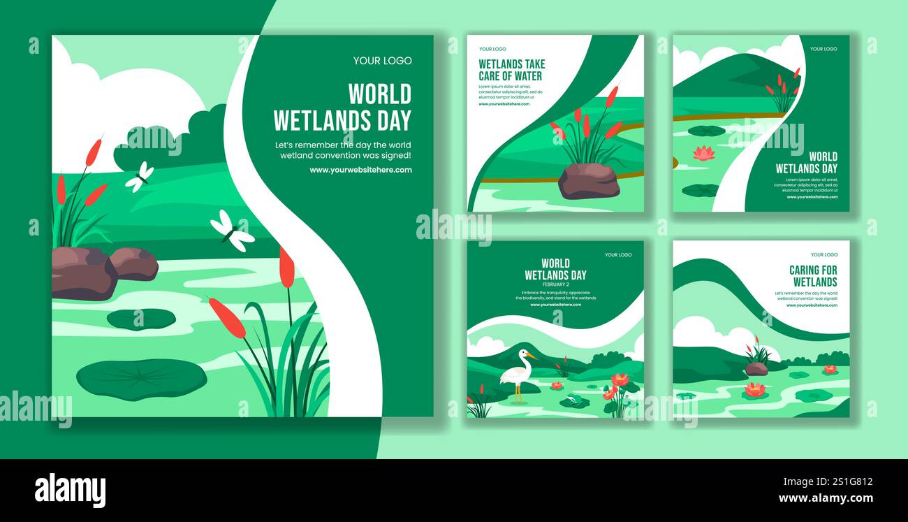 World Wetlands Day Social Media Post Flat Cartoon Hand Drawn Templates ...