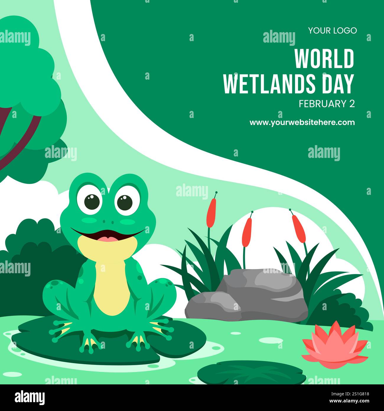 World Wetlands Day with Flat Cartoon Hand-Drawn Background Illustration ...