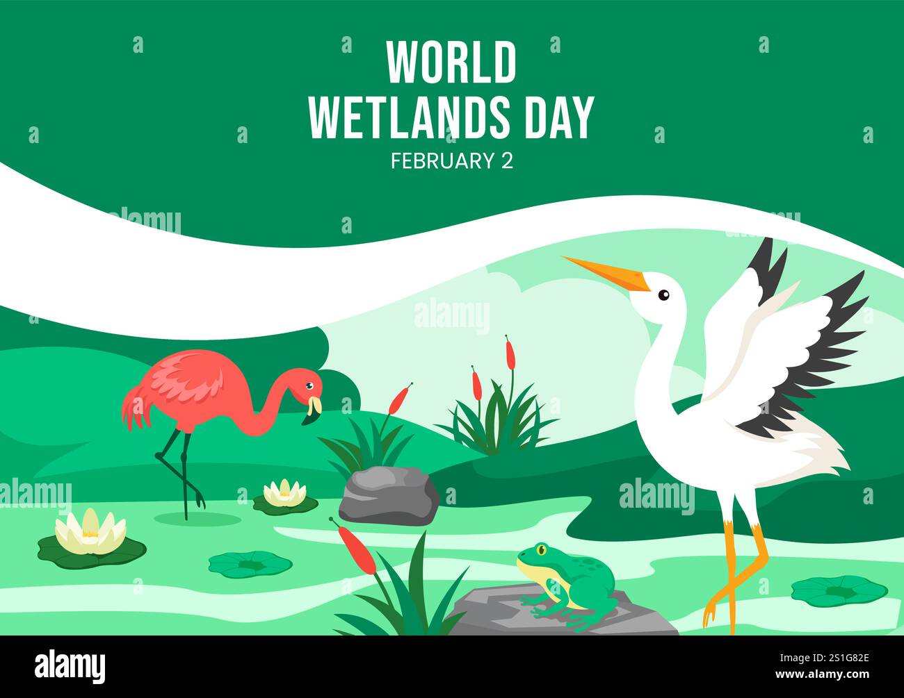 World Wetlands Day Illustration for Social Media with Hand-Drawn Background Stock Vector Image ...