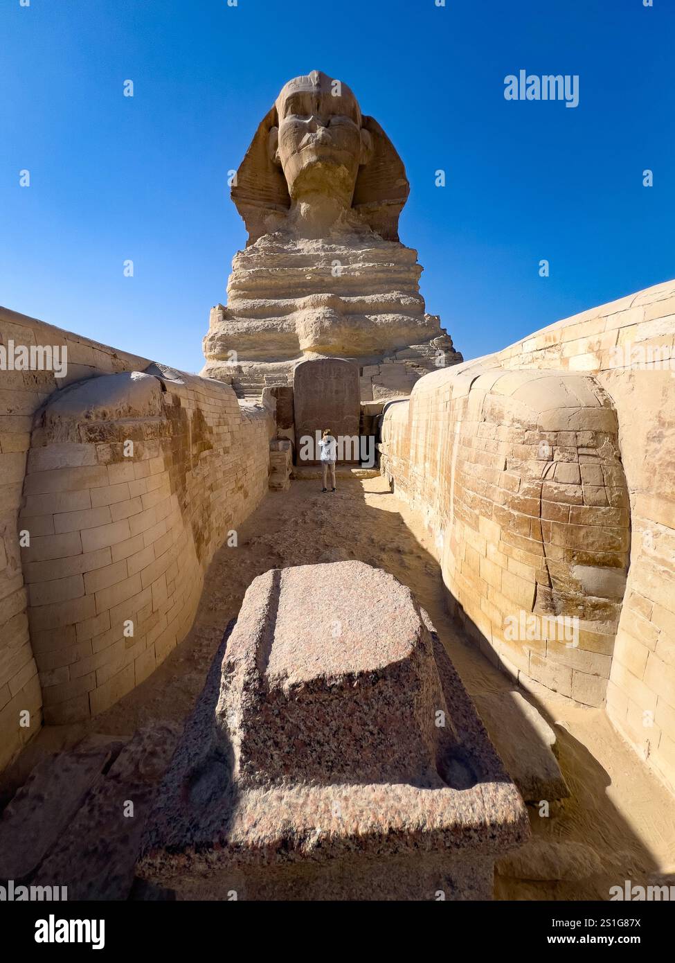The great sphinx of Giza, with special close access between the paws ...