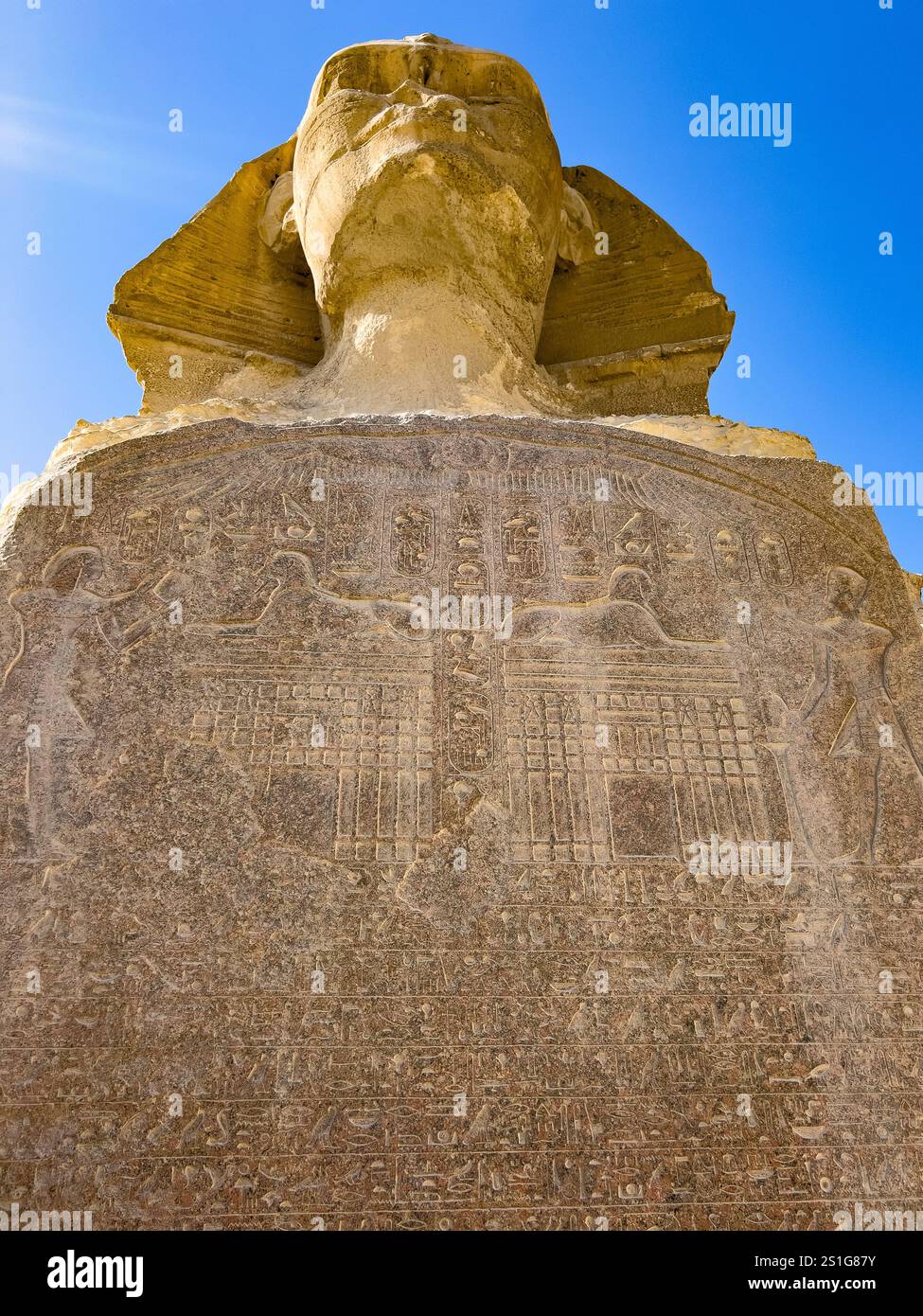 The great sphinx of Giza, with special close access between the paws ...