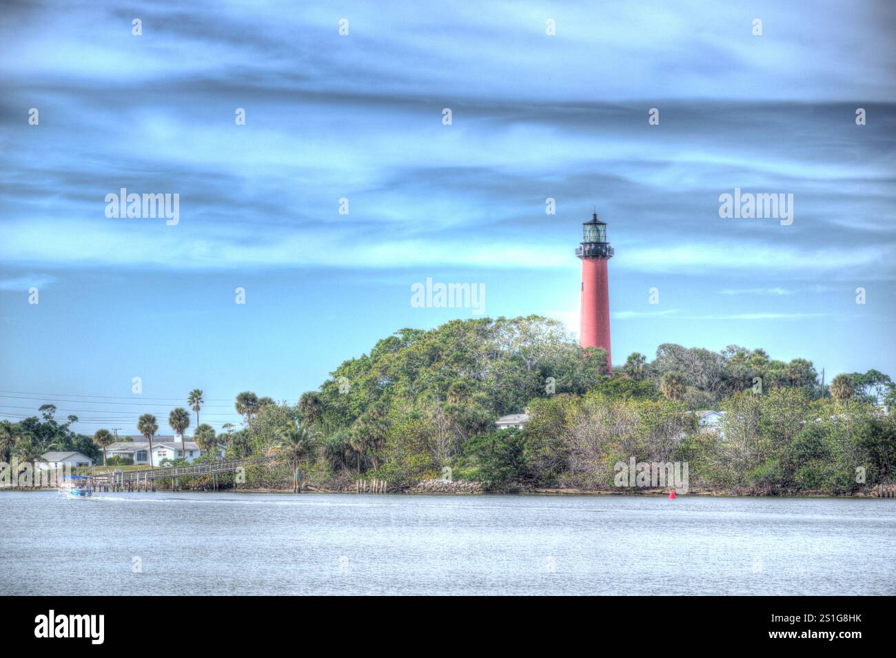 Jupiter Inlet Lighthouse With Long Clouds. Jupiter Florida Inlets ...