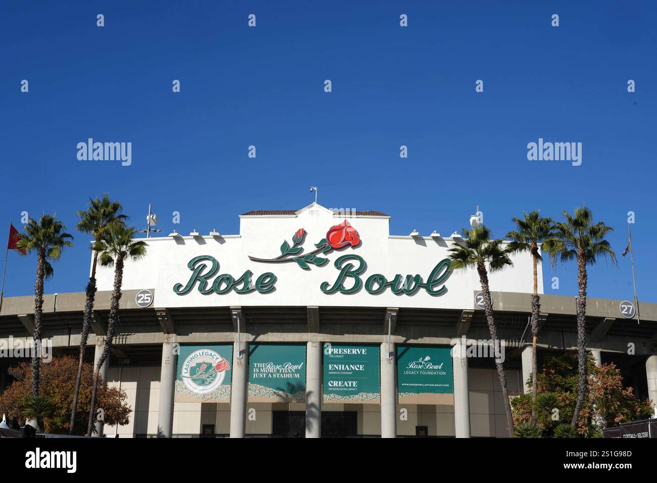 A general overall aerial view of the Rose Bowl Stadium facade, Friday ...