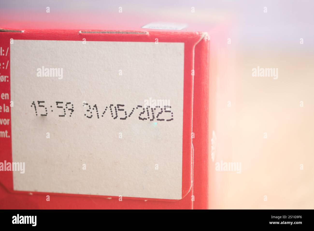 Closeup of expiry date on a packet Stock Photo - Alamy