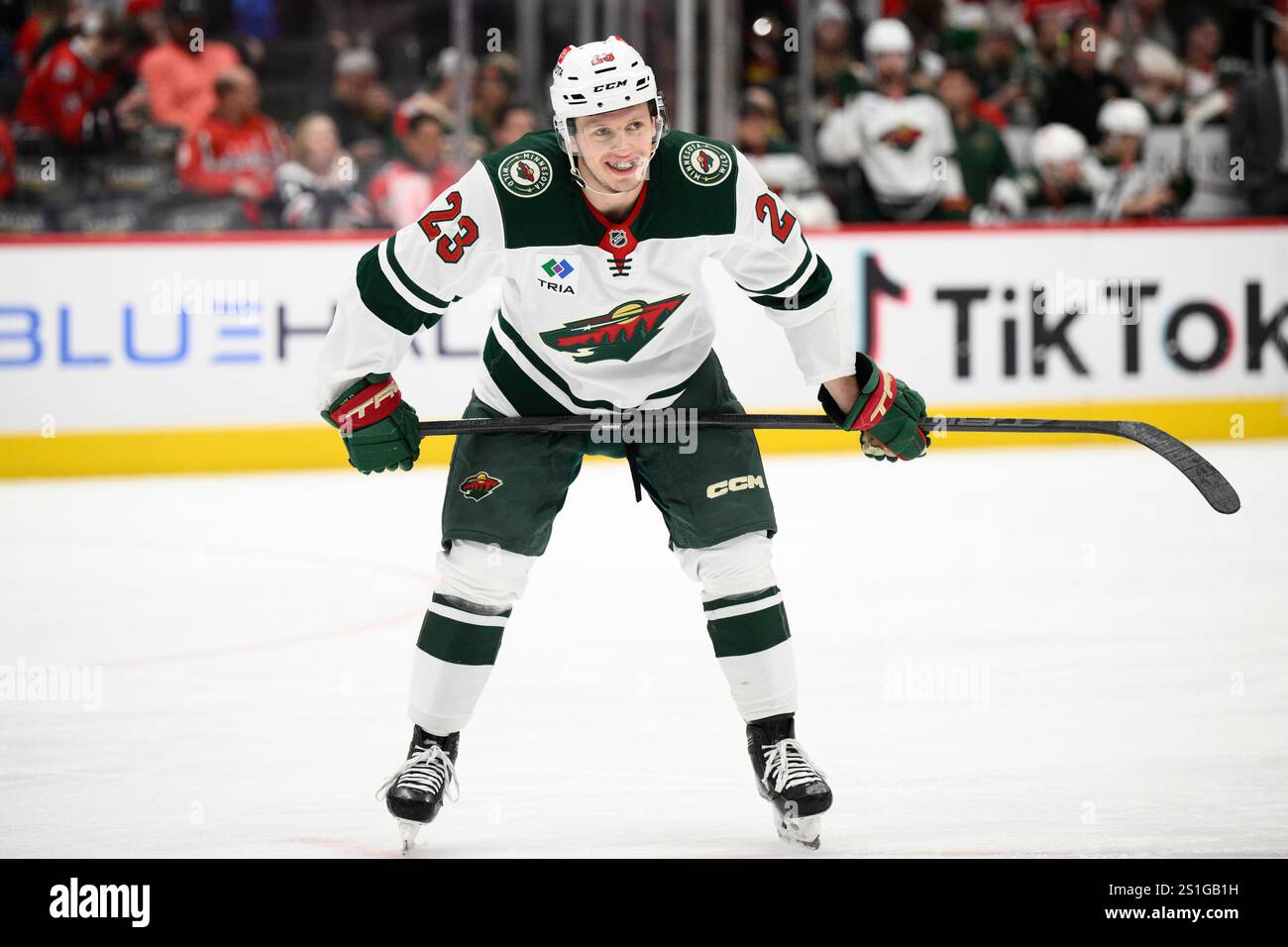 Minnesota Wild center Marco Rossi (23) looks on during the second ...
