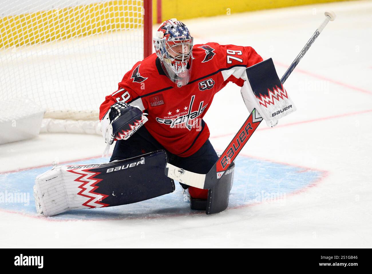 Washington Capitals goaltender Charlie Lindgren (79) in action during ...