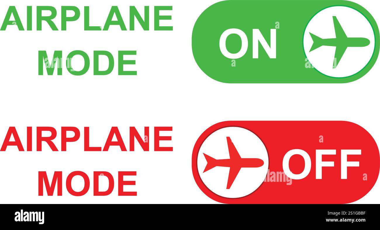 vector illustration airplane mode buttons, online and offline system ...