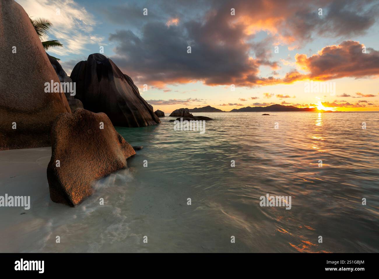 Sunset View Over Tropical Beach with Unique Coastal Rock Formations ...