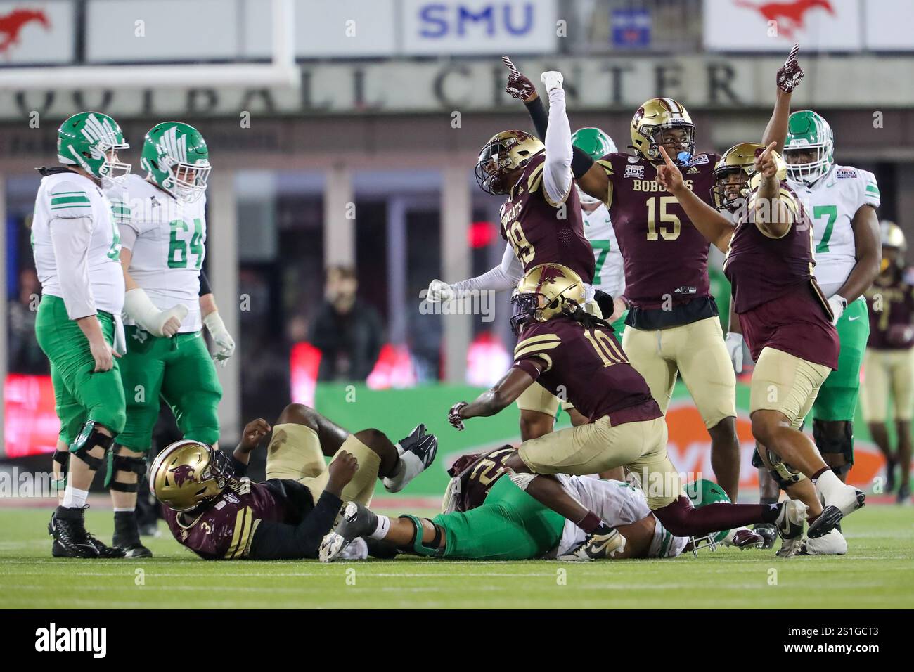 Dallas, Texas, USA. 3rd Jan, 2025. Texas State defenders celebrate a ...