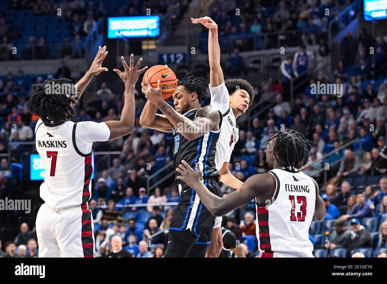JANUARY 03, 2025: Saint Louis Billikens forward Kalu Anya (6) slips ...