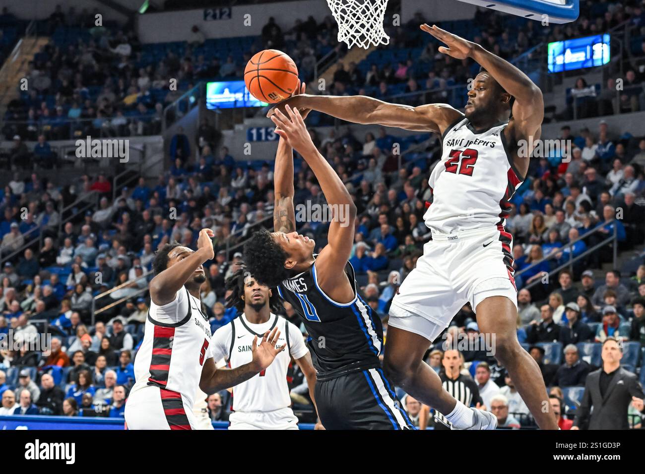 JANUARY 03, 2025: Saint Joseph's Hawks center Justice Ajogbor (22 ...