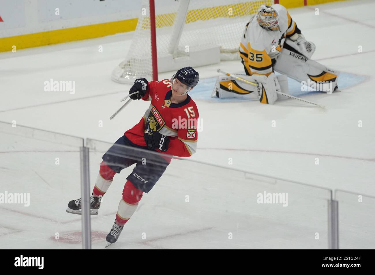 Florida Panthers center Anton Lundell (15) skates after scoring the ...