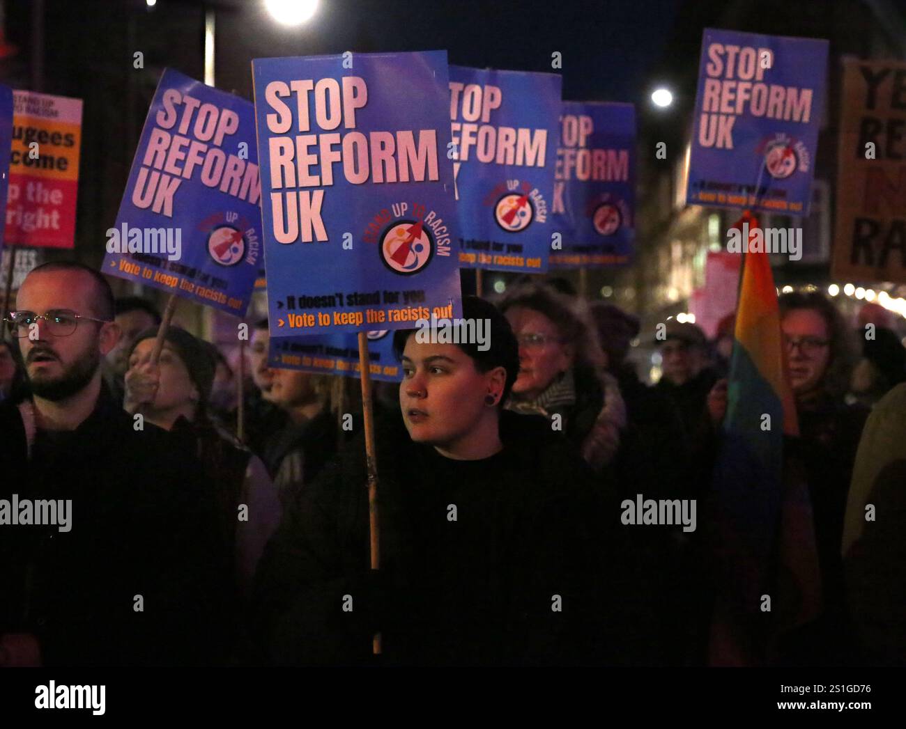 January 3, 2025, Leicester, England, United Kingdom: Protesters hold ...