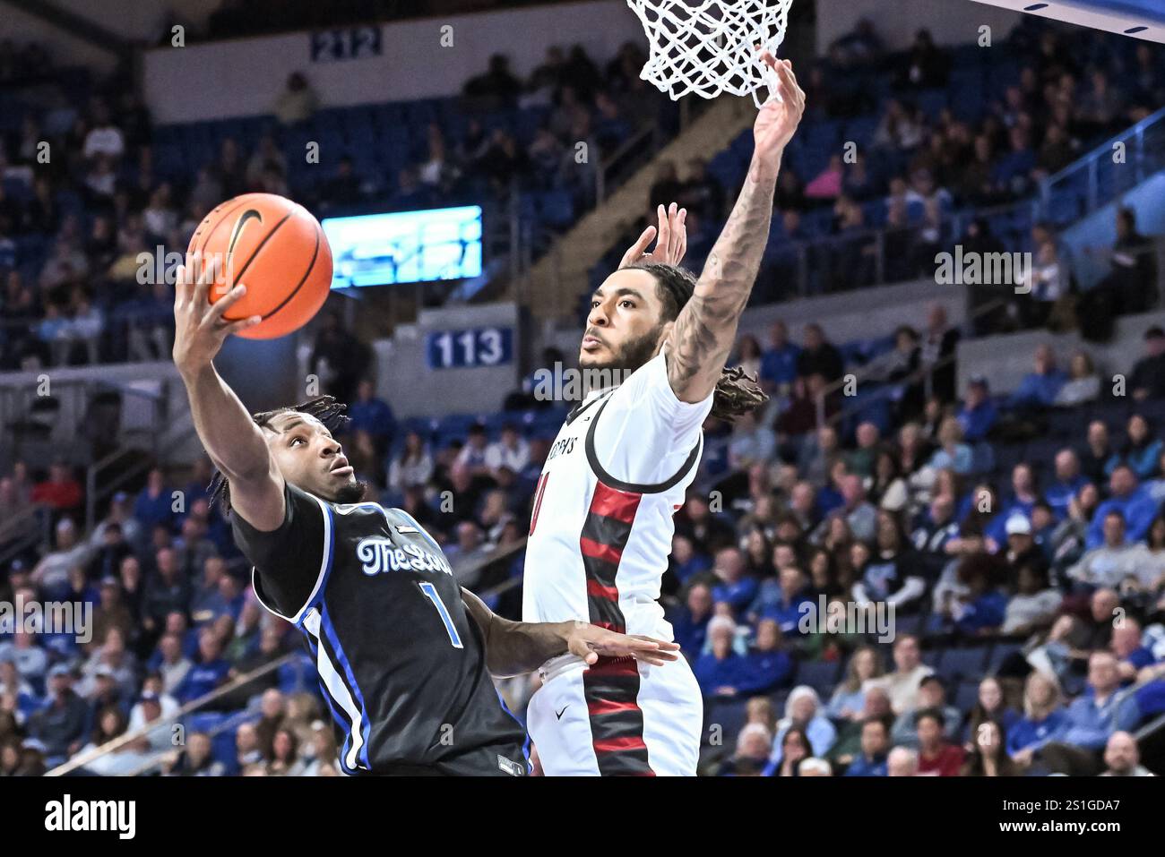 JANUARY 03, 2025: Saint Louis Billikens guard Isaiah Swope (1) reaches ...