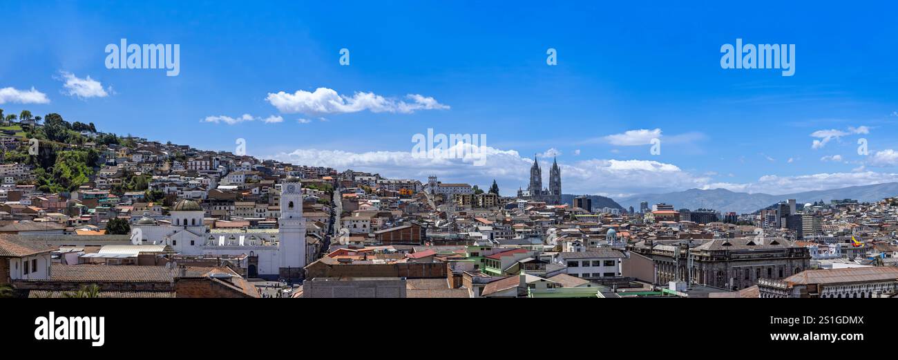 Skyline panoramic view of historic center in Quito, Ecuador from ...