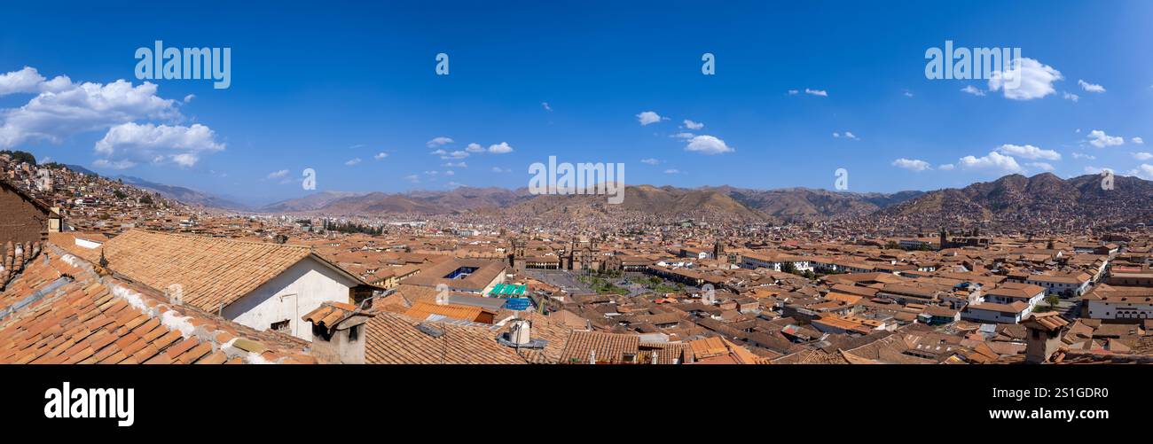 Peru. Scenic panoramic view of Cusco panoramic skyline from San ...